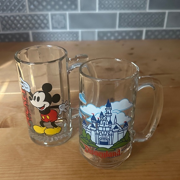 Disney | Dining | Disney Glass Mug Set Mickey Mouse And Castle Design ...